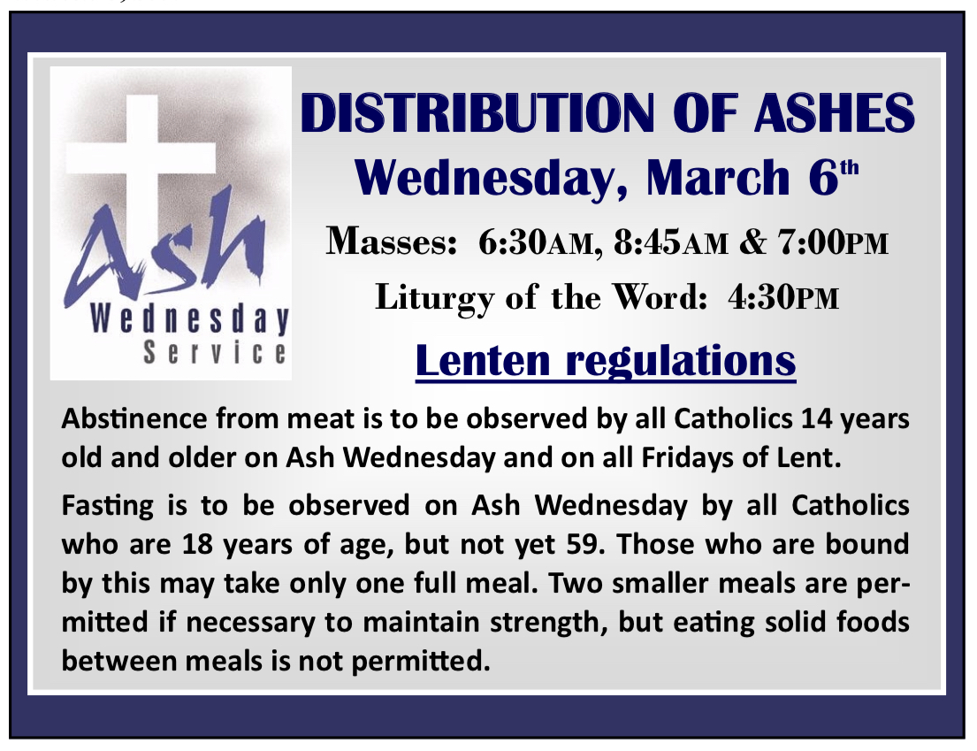 Ash Wednesday – Distribution of Ashes – stalexanderpalos.org