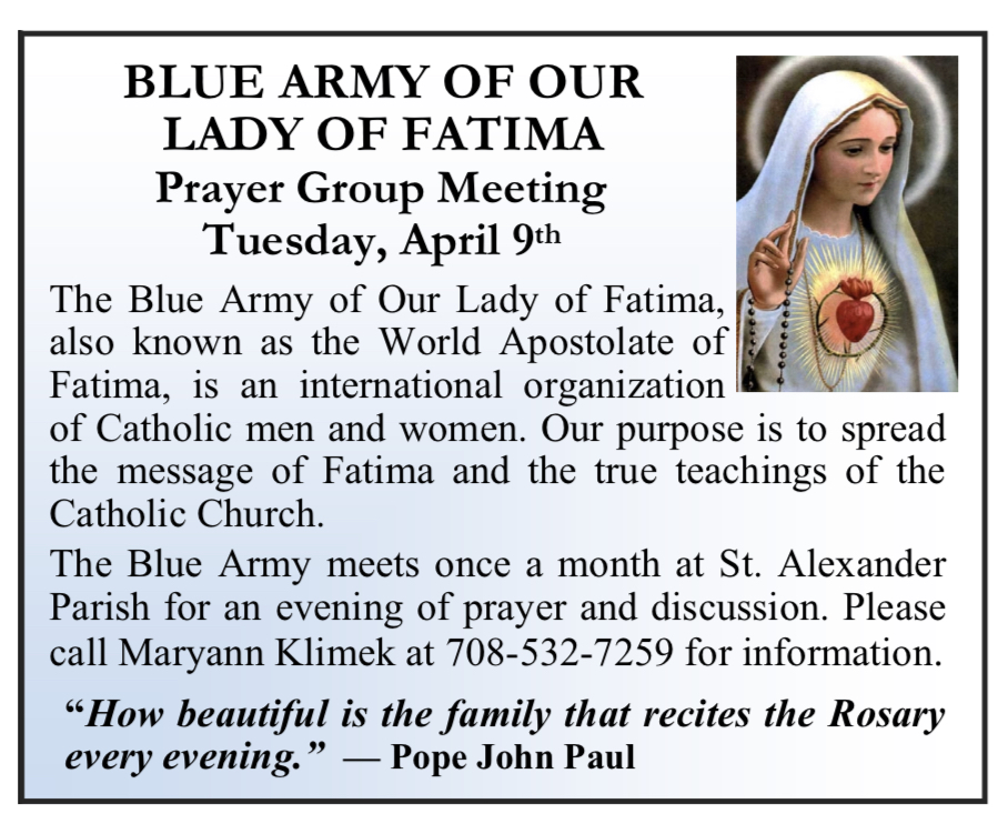 Blue Army of Our Lady of Fatima Meeting – stalexanderpalos.org
