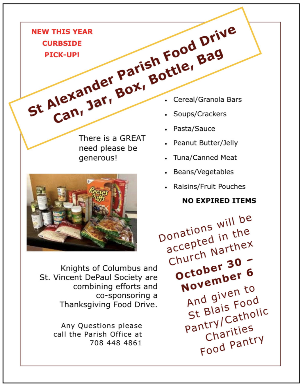 Parish Food Drive Ends Today – stalexanderpalos.org